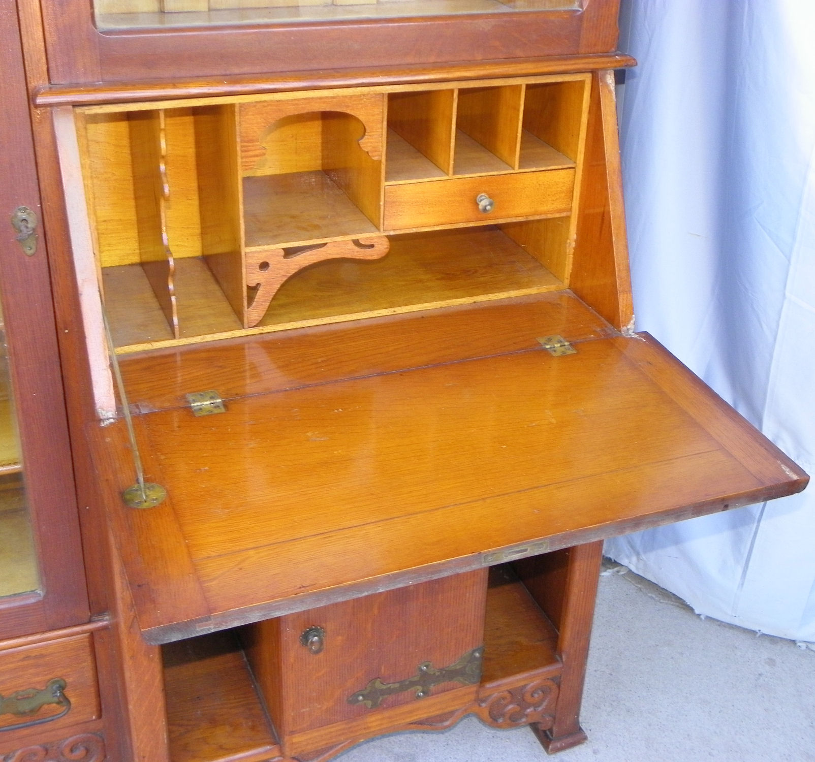 Bargain John's Antiques | Fancy Oak Side by Side Secretary Desk Cabinet ...
