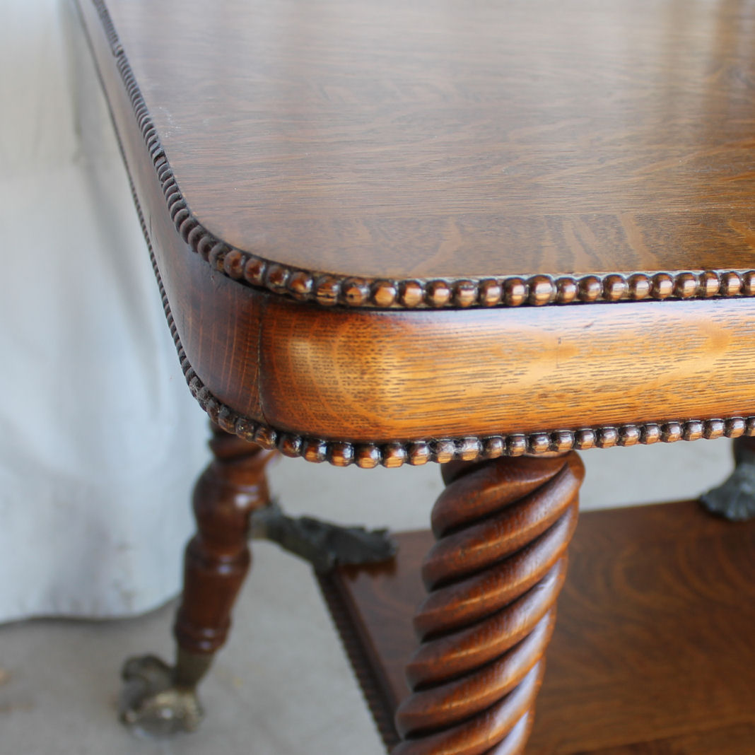 Bargain John's Antiques | Antique Oak Lamp Table with large claw ball ...
