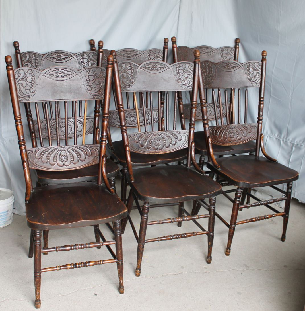 Bargain John's Antiques | Antique Set of Six Matching Pressed Back ...