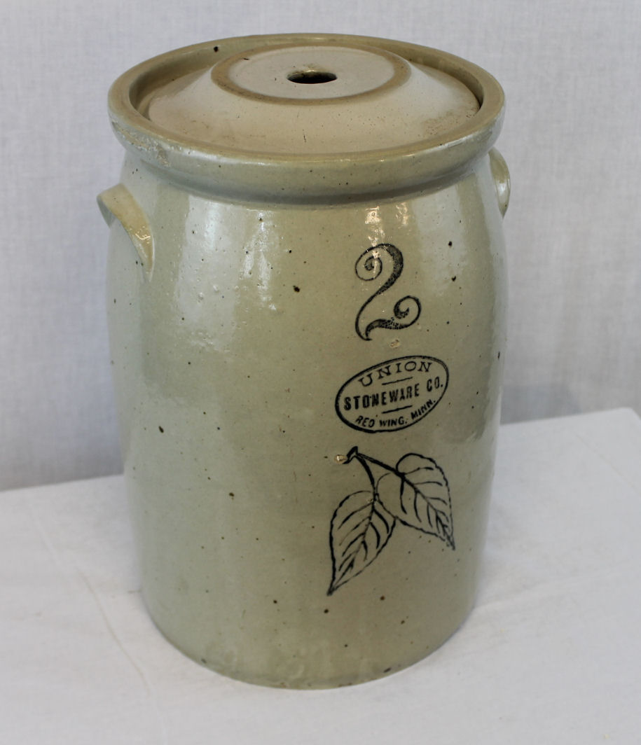 Bargain John's Antiques | Red Wing 2 gallon Butter Churn birch leaves ...
