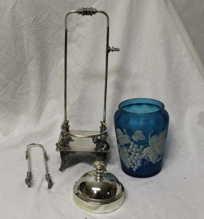 Bargain John's Antiques | Victorian Satin Blue Art Glass Pickle Castor ...