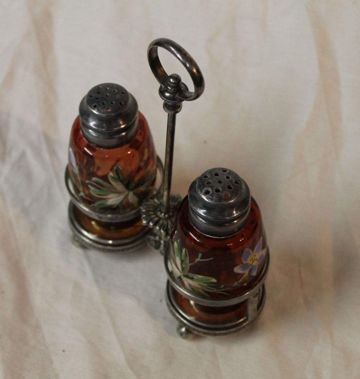 Bargain John's Antiques | Antique Amberina Art Glass Salt & Pepper ...