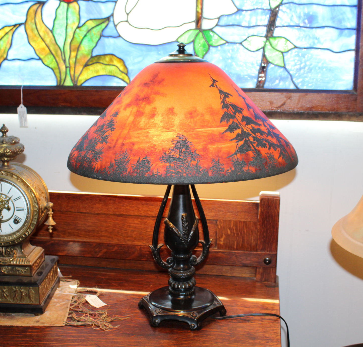 Bargain John's Antiques | Classique Signed Antique Table Lamp - Reverse ...
