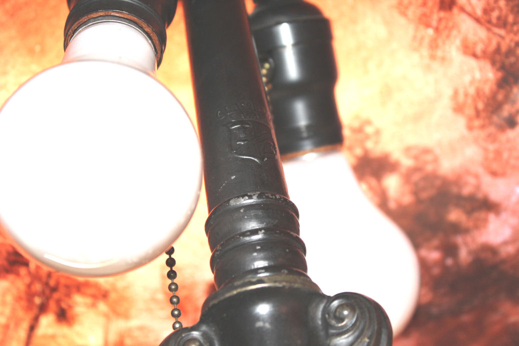 Bargain John's Antiques | Classique Signed Antique Table Lamp - Reverse ...