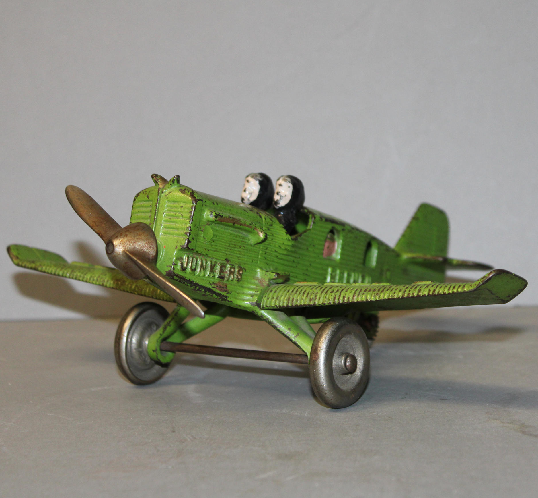 Bargain John's Antiques | Cast Iron toy Airplane Bremen made by Hubley ...