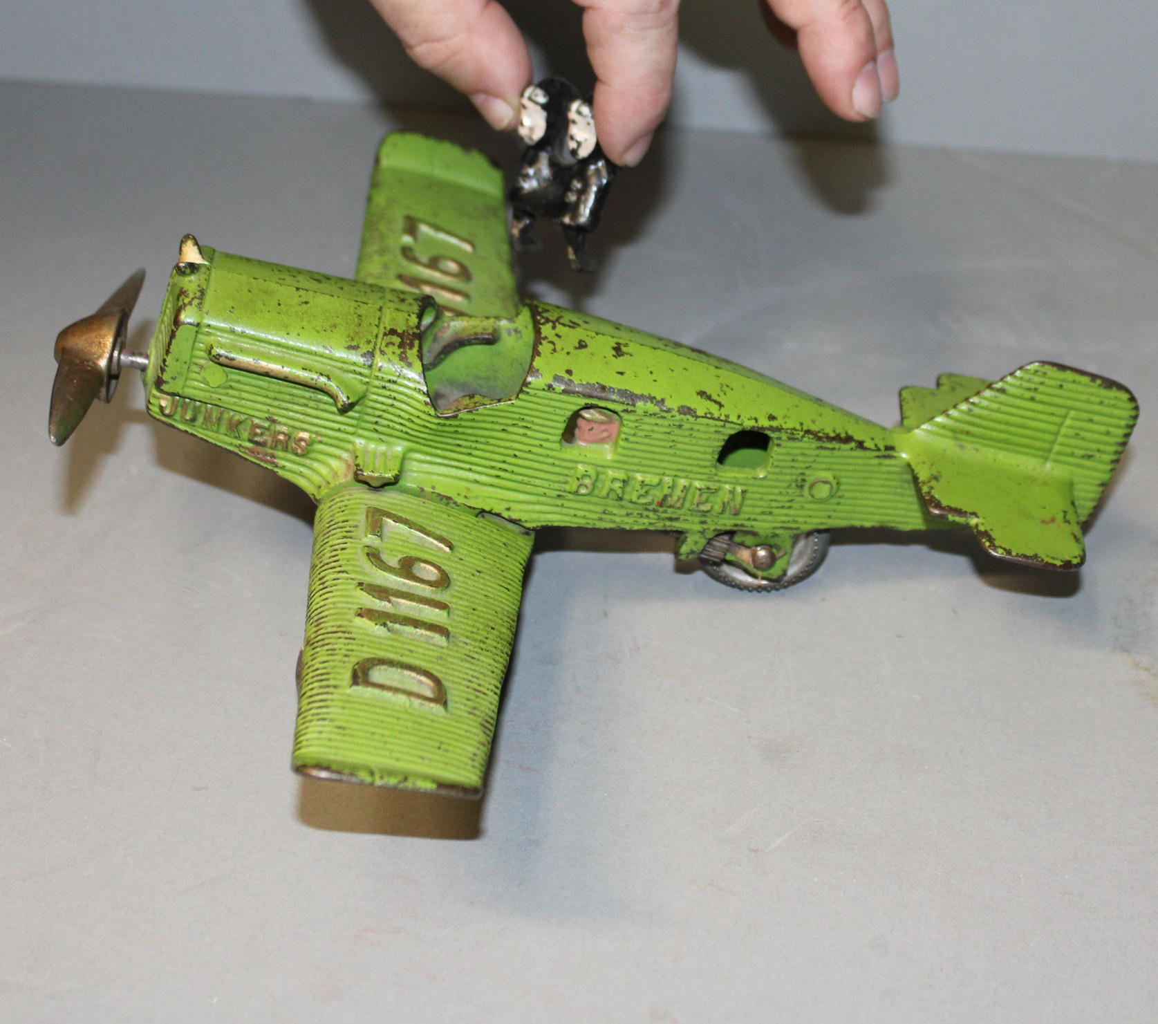 Bargain John's Antiques | Cast Iron toy Airplane Bremen made by Hubley ...