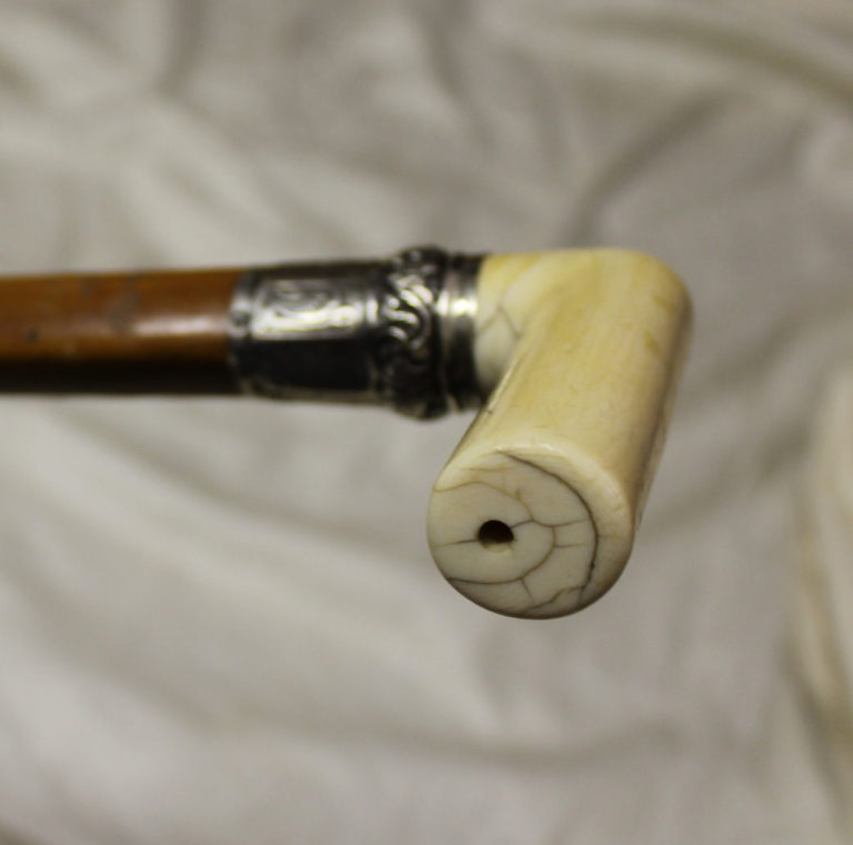 Bargain John's Antiques | Antique Wooden Cane with Ivory Type Handle ...