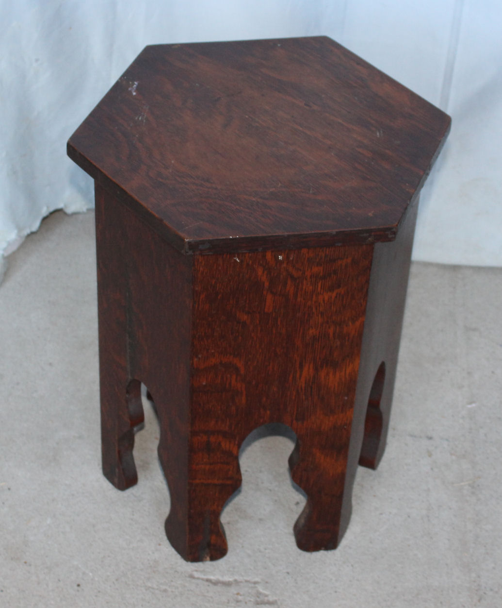 Bargain John's Antiques | Antique Mission Hexagon shaped Pedestal Stand ...