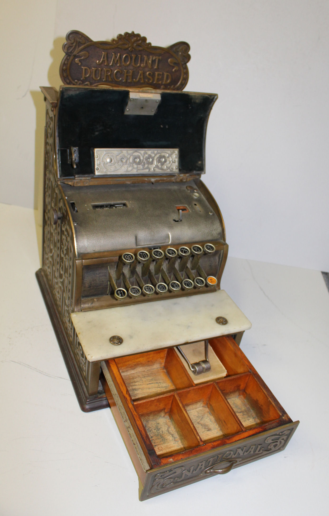 Bargain John's Antiques | Antique Brass Number 130 National Cash ...