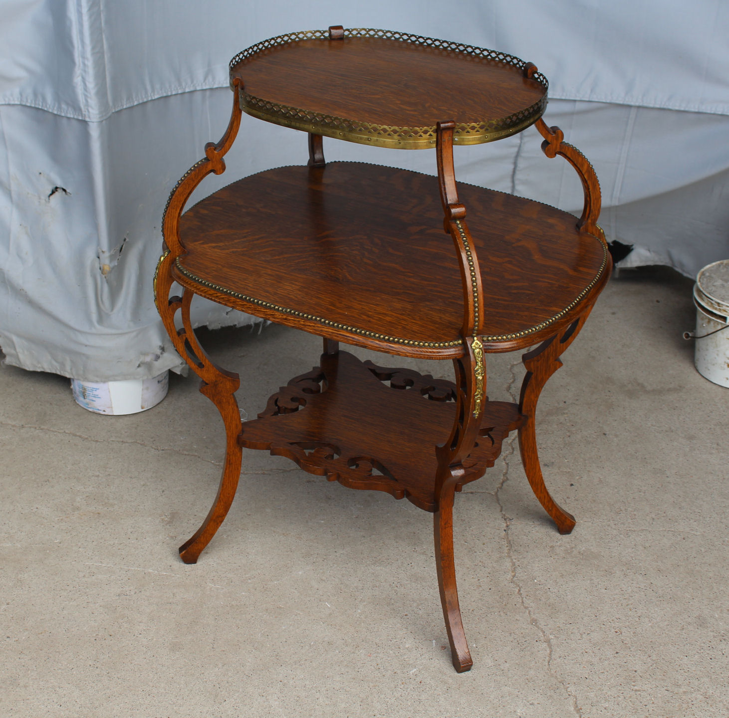 Bargain John's Antiques | Antique Oak Parlor Table - 3 shelves ...