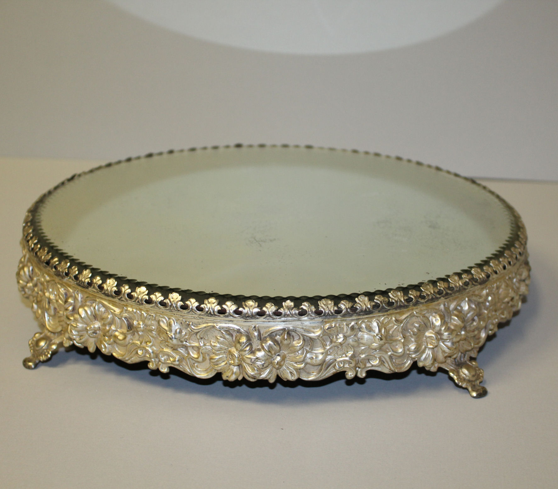 Bargain John's Antiques | Antique Extra Large Silver Plated Beveled ...