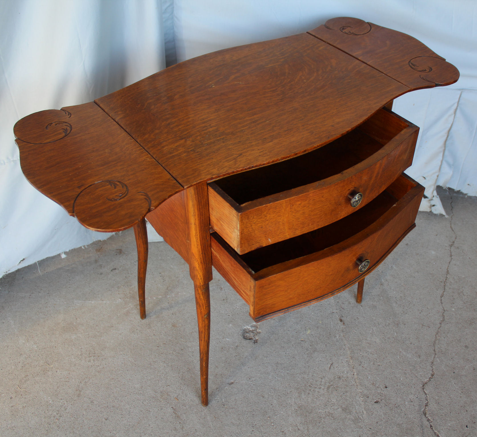 Bargain John's Antiques | Antique Oak Small Parlor or Sewing Table with ...