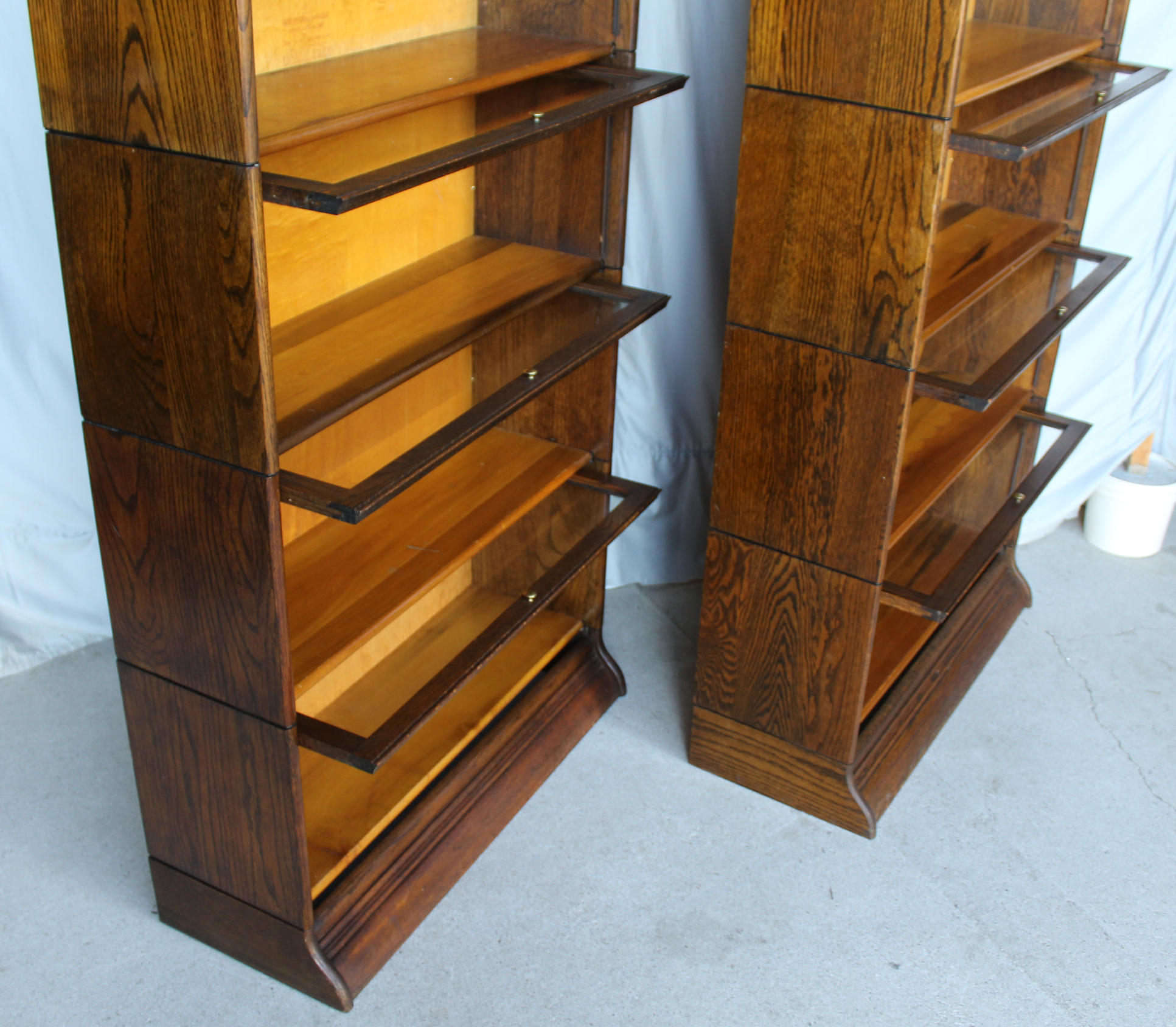 Bargain John's Antiques | Antique Matching Pair of Five High Oak ...