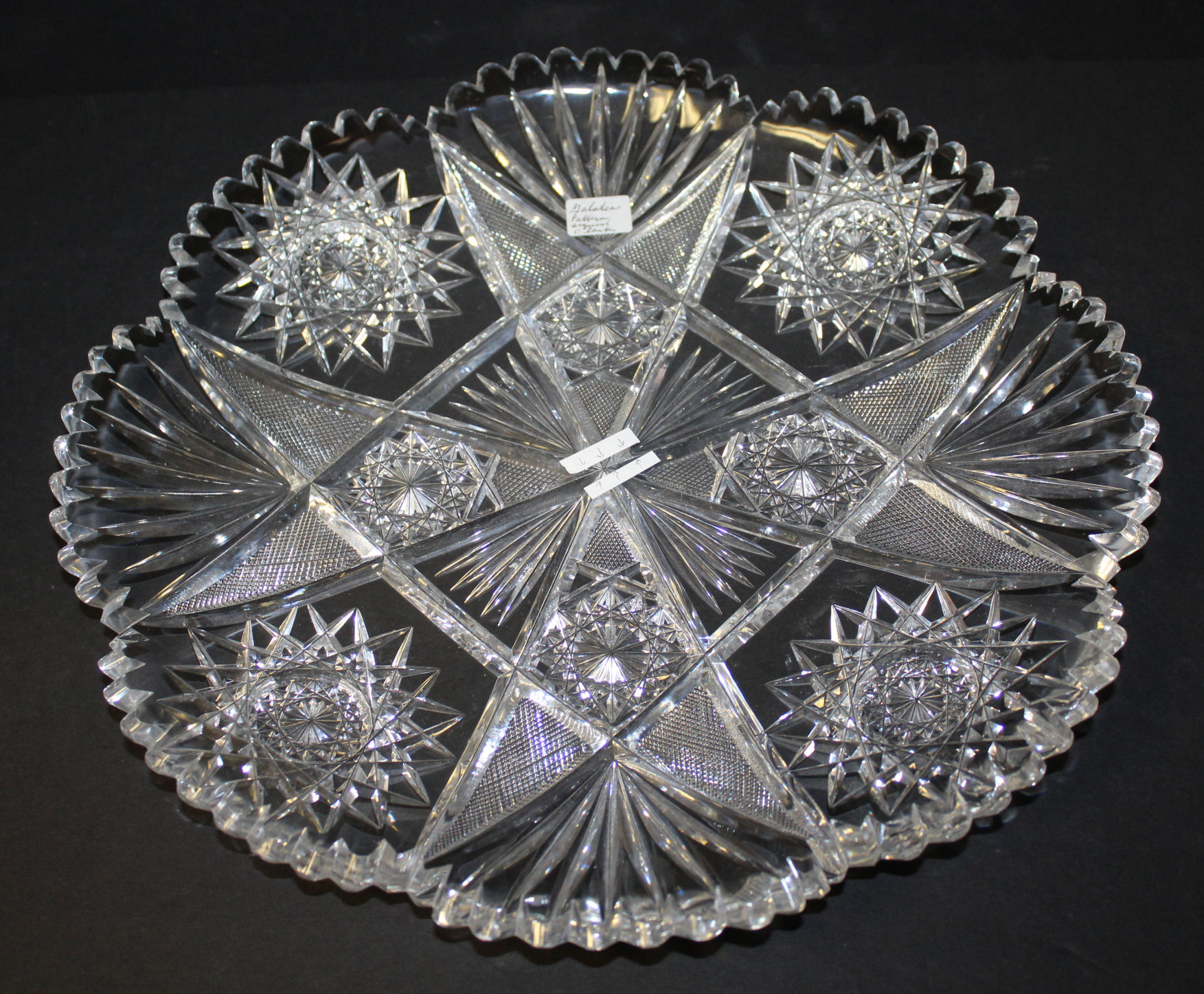 Bargain Johns Antiques Antique Brilliant Cut Clark Signed Large Cut Glass Tray Bargain