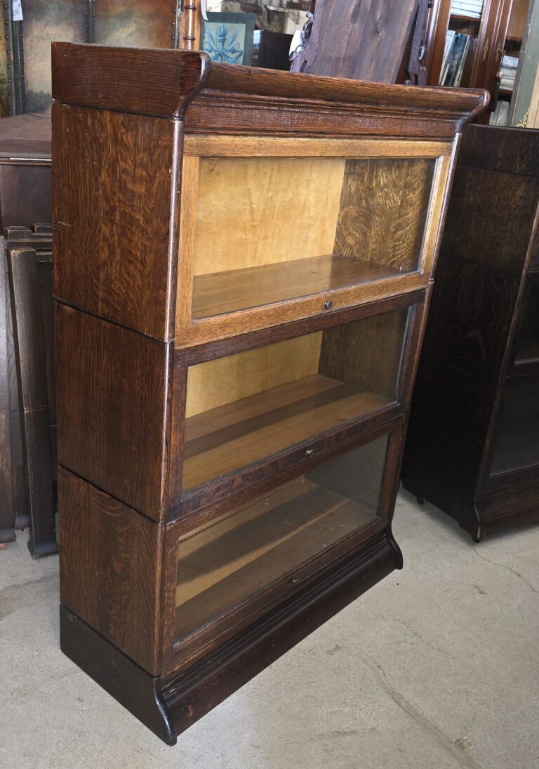 Bargain John's Antiques | Antique Oak Barrister Bookcase – 3 sectional ...
