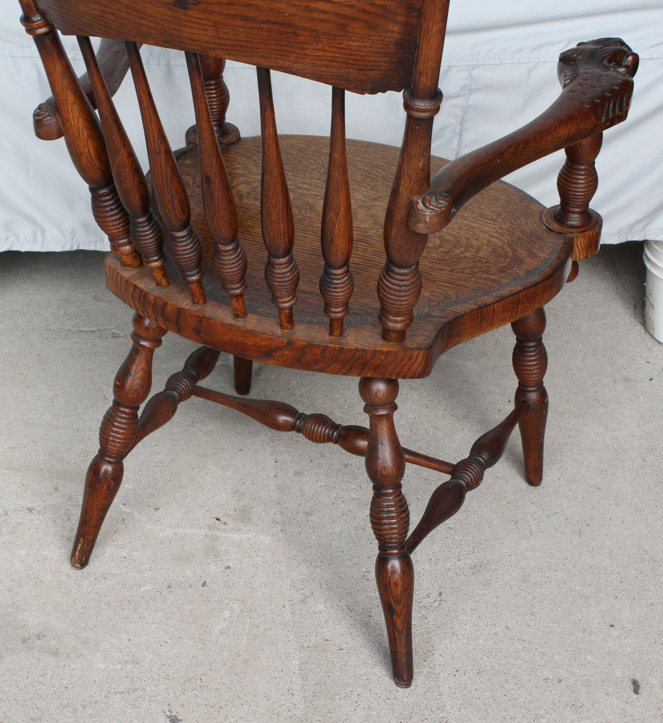 Bargain John's Antiques | Antique Quarter Sawn Oak arm Chair - Carved ...