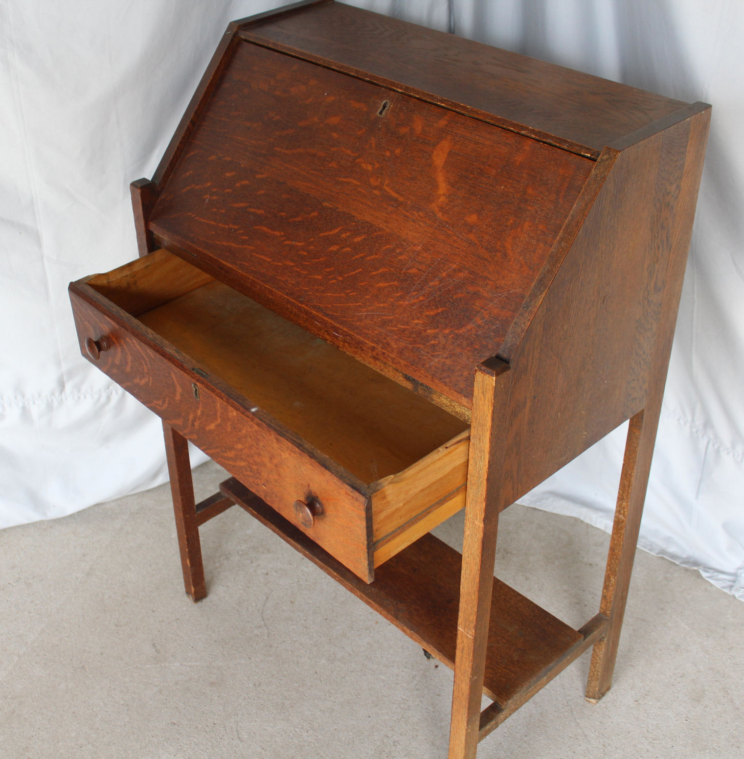 Bargain John's Antiques | Antique Mission Drop Front Desk - Smaller ...