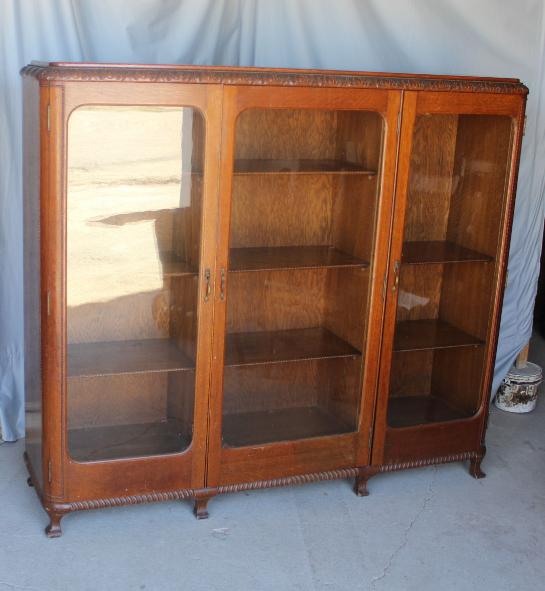 Bargain John's Antiques | Antique Oak Bookcase - triple door - original ...