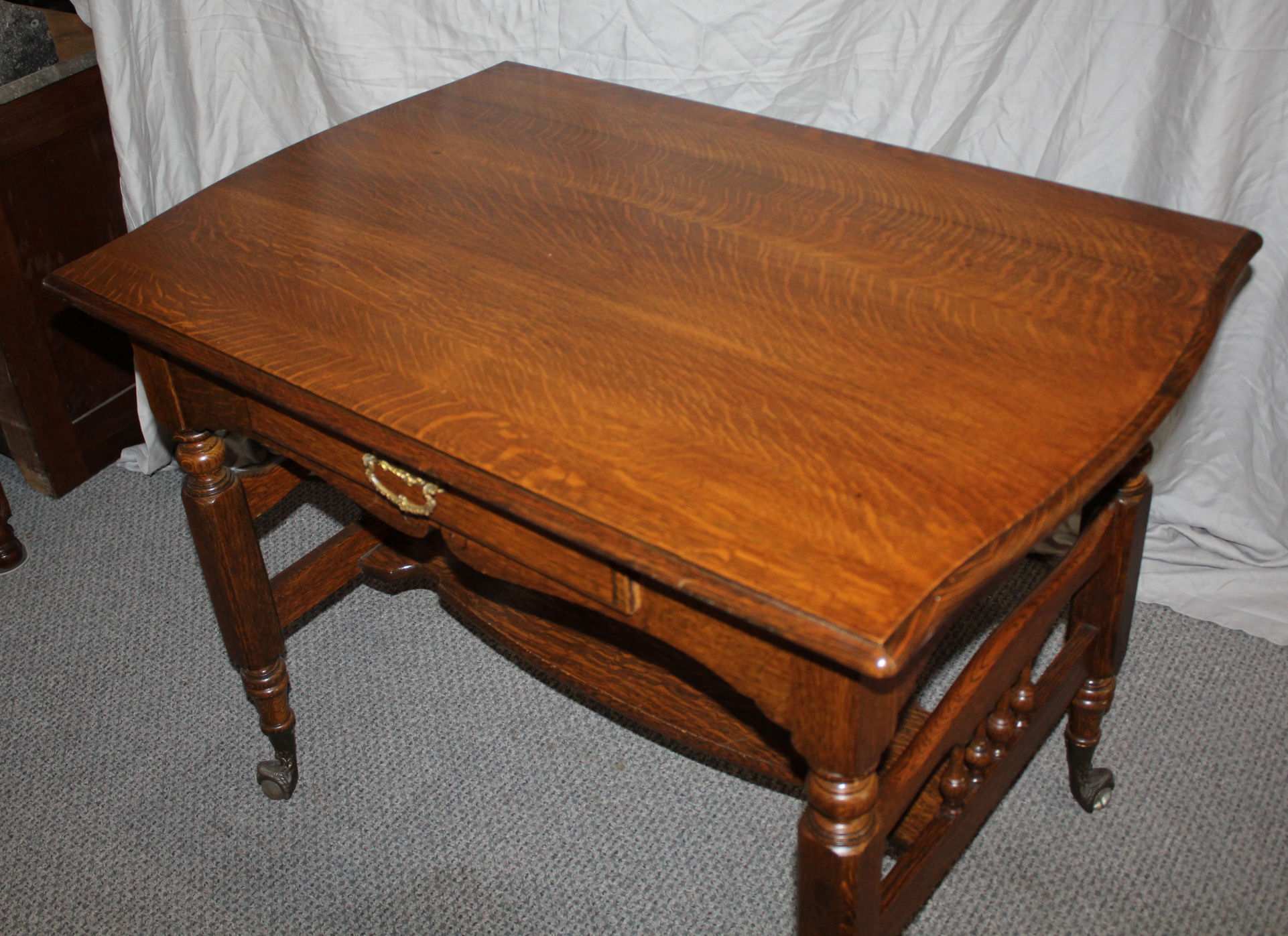 Bargain John's Antiques | Antique Oak Library Table with claw ball feet ...