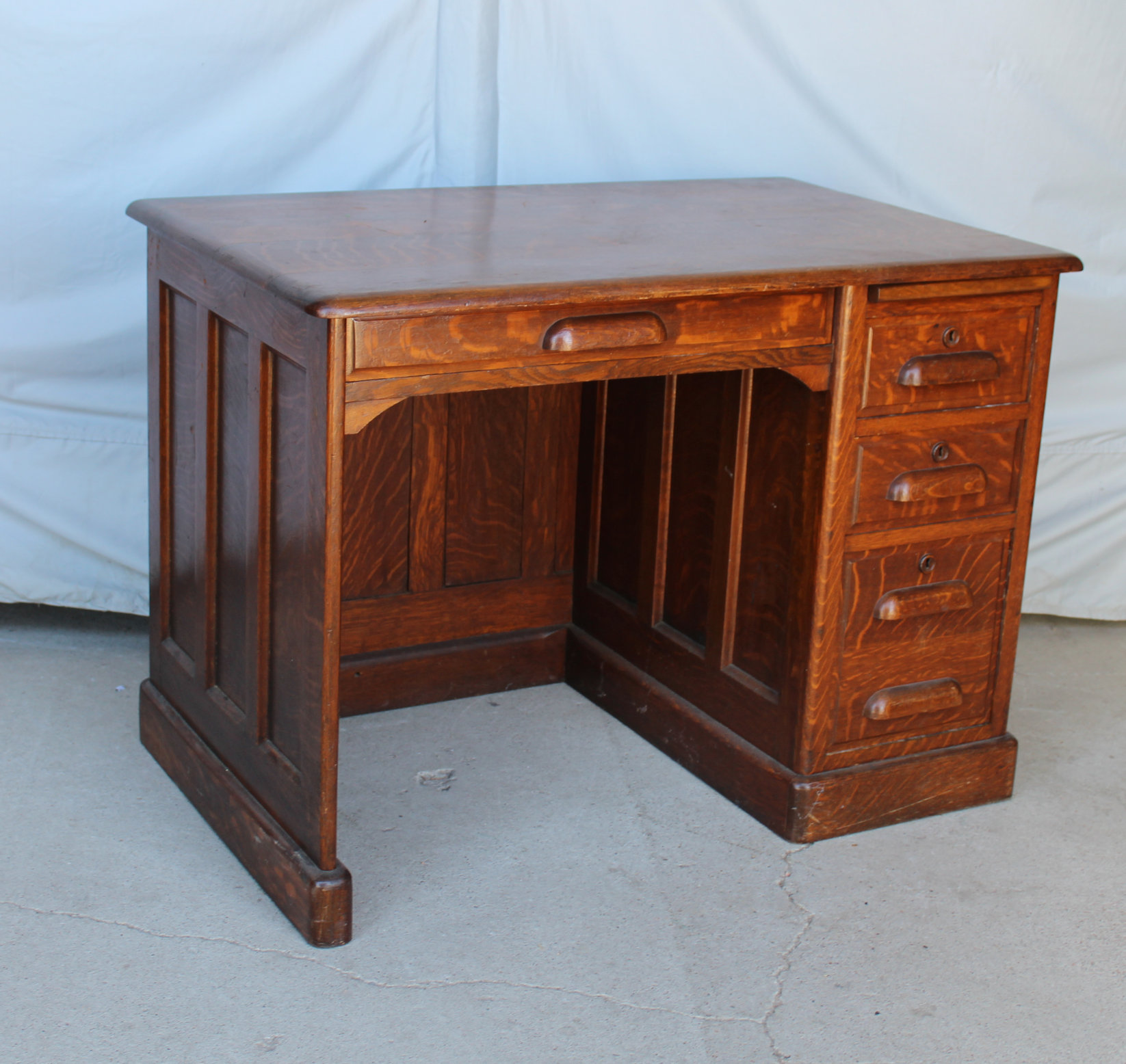 Bargain John's Antiques | Antique Oak Desk paneled sides – orginal ...