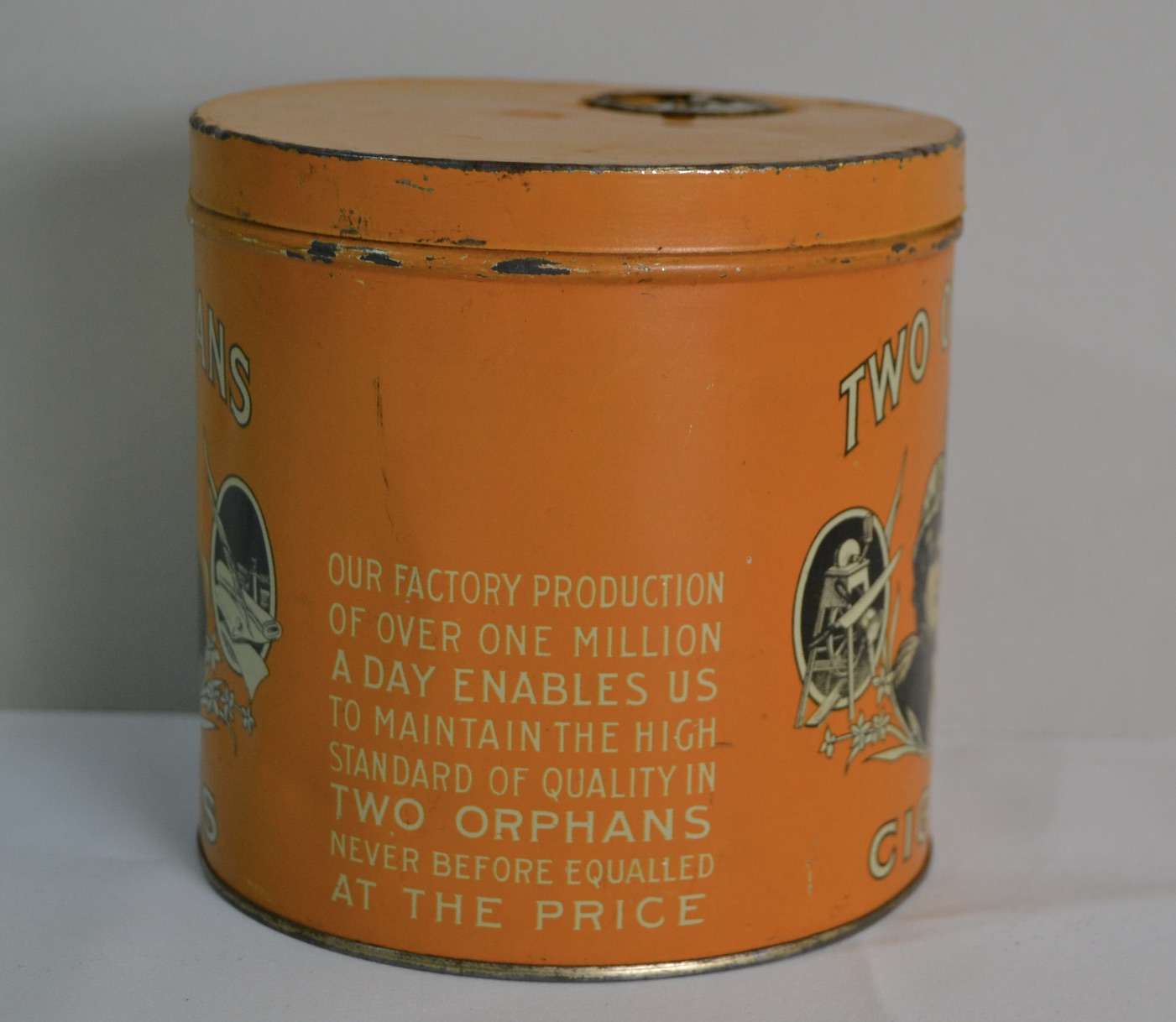 Bargain John's Antiques | Two Orphans Cigars Tobacco advertising Tin ...