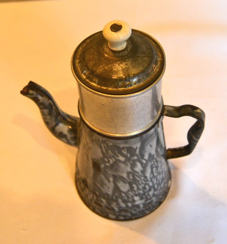 Bargain John's Antiques | Antique Gray Graniteware Biggin Coffee Pot, 3 ...