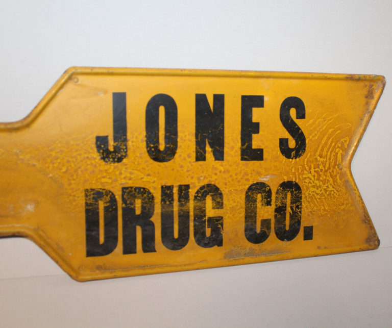Bargain John's Antiques | Antique Arrow Directional Tin Sign - Oconto ...