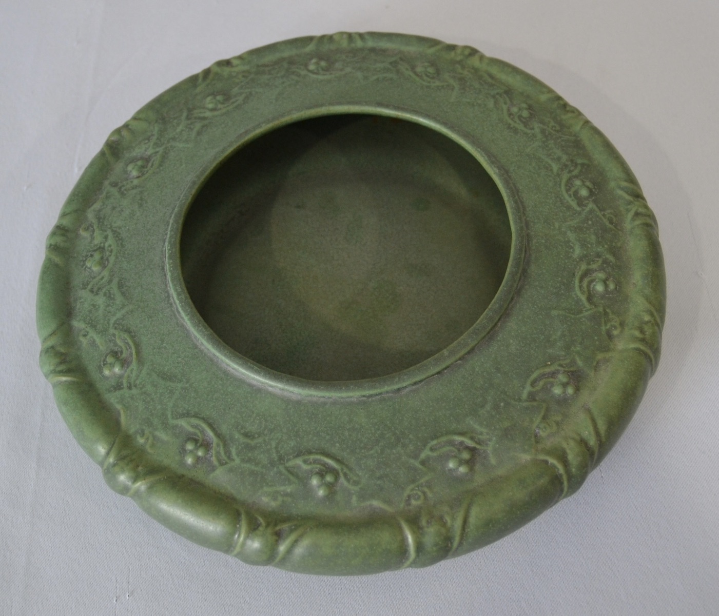 Bargain John's Antiques | Teco Grape Vine Design Low Vase - Art Pottery ...