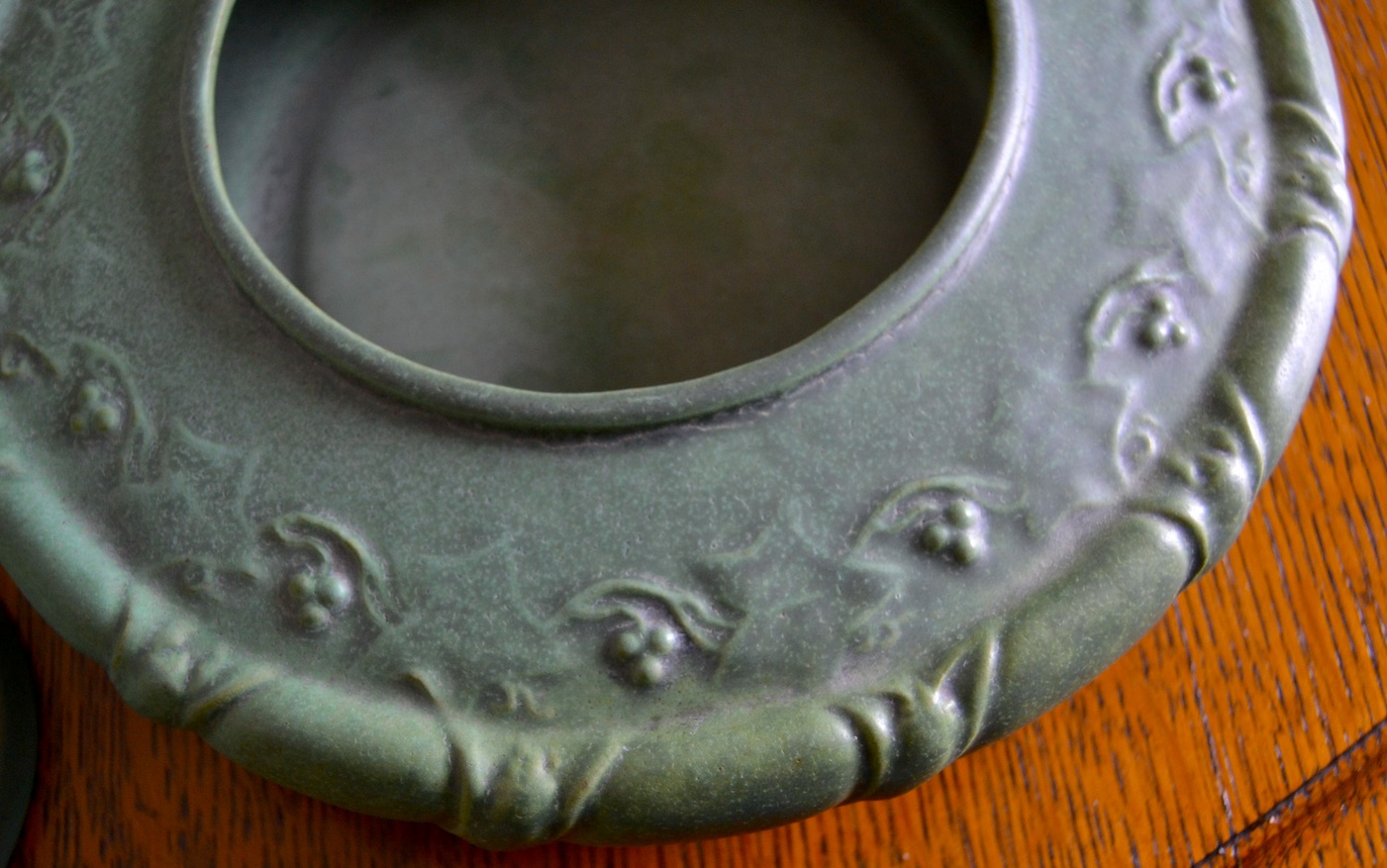 Bargain John's Antiques | Teco Grape Vine Design Low Vase - Art Pottery ...