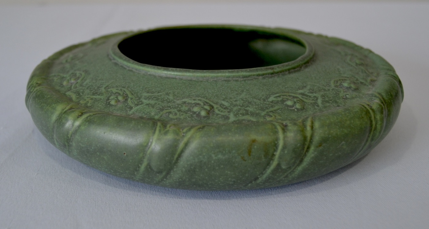 Bargain John's Antiques | Teco Grape Vine Design Low Vase - Art Pottery ...