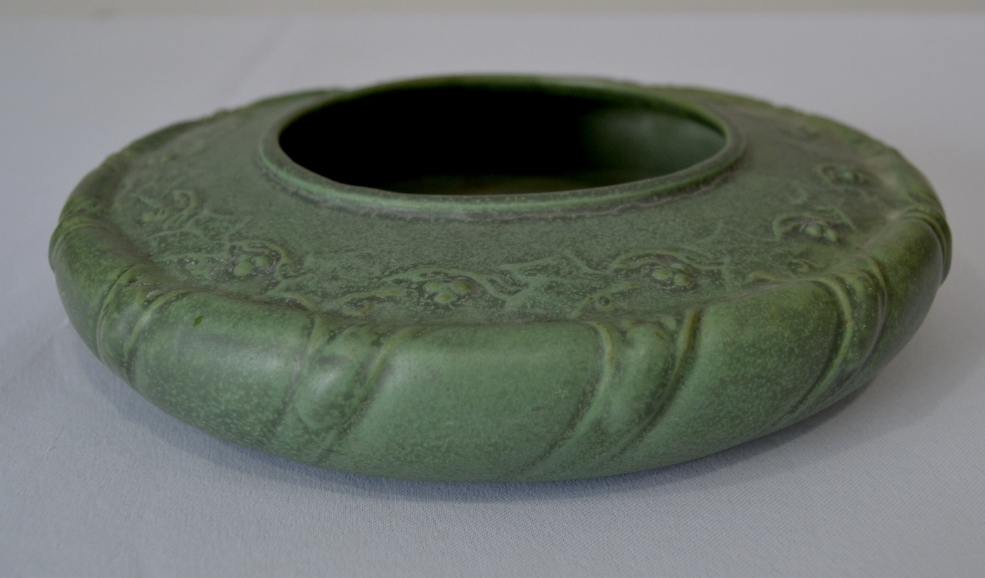 Bargain John's Antiques | Teco Grape Vine Design Low Vase - Art Pottery ...