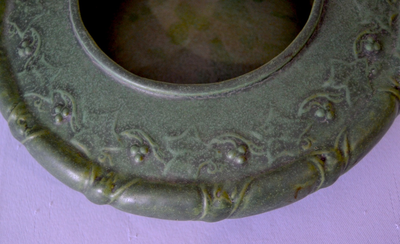 Bargain John's Antiques | Teco Grape Vine Design Low Vase - Art Pottery ...