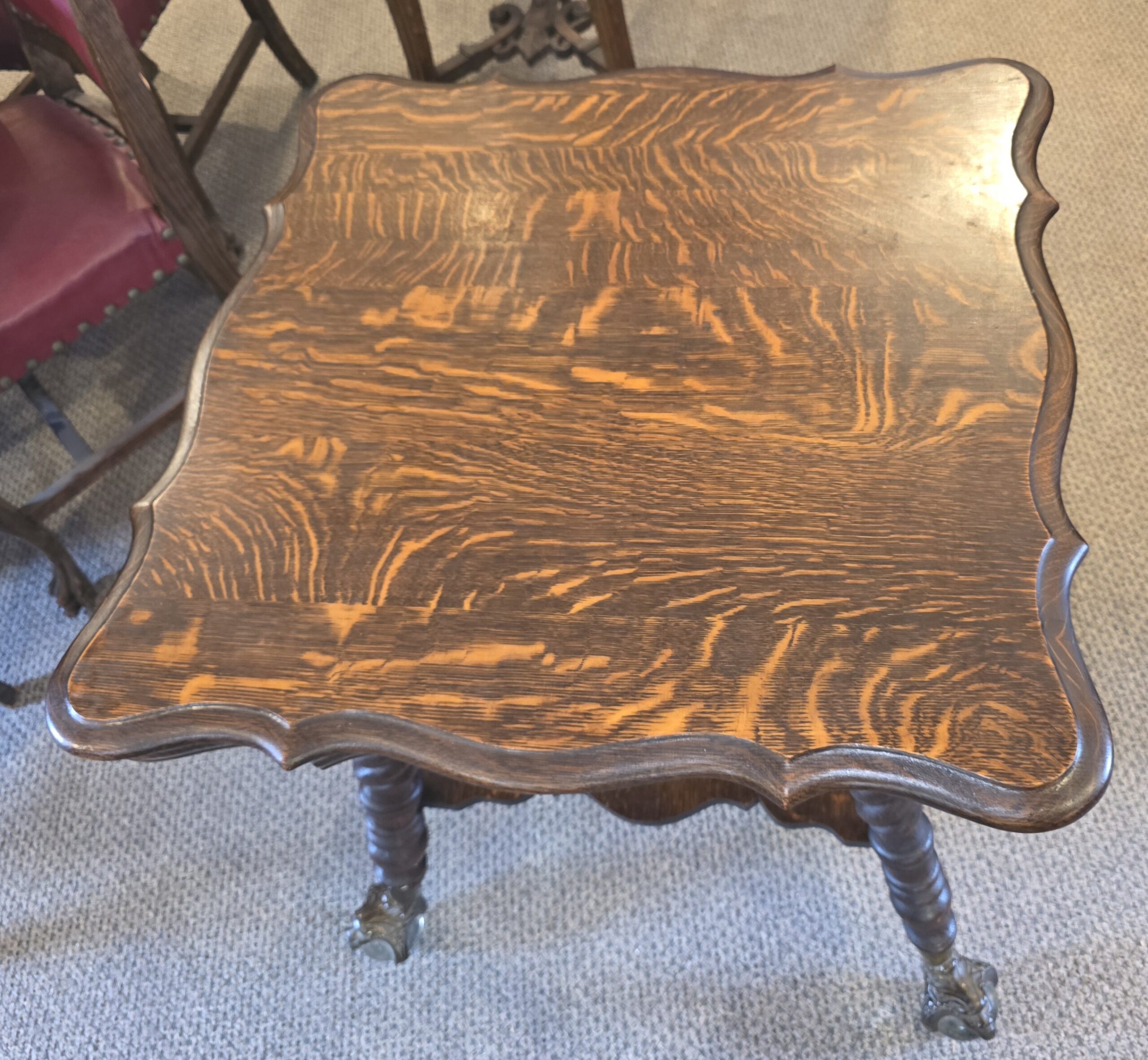 Bargain John's Antiques | Antique Oak Parlor Table with Large Glass ...