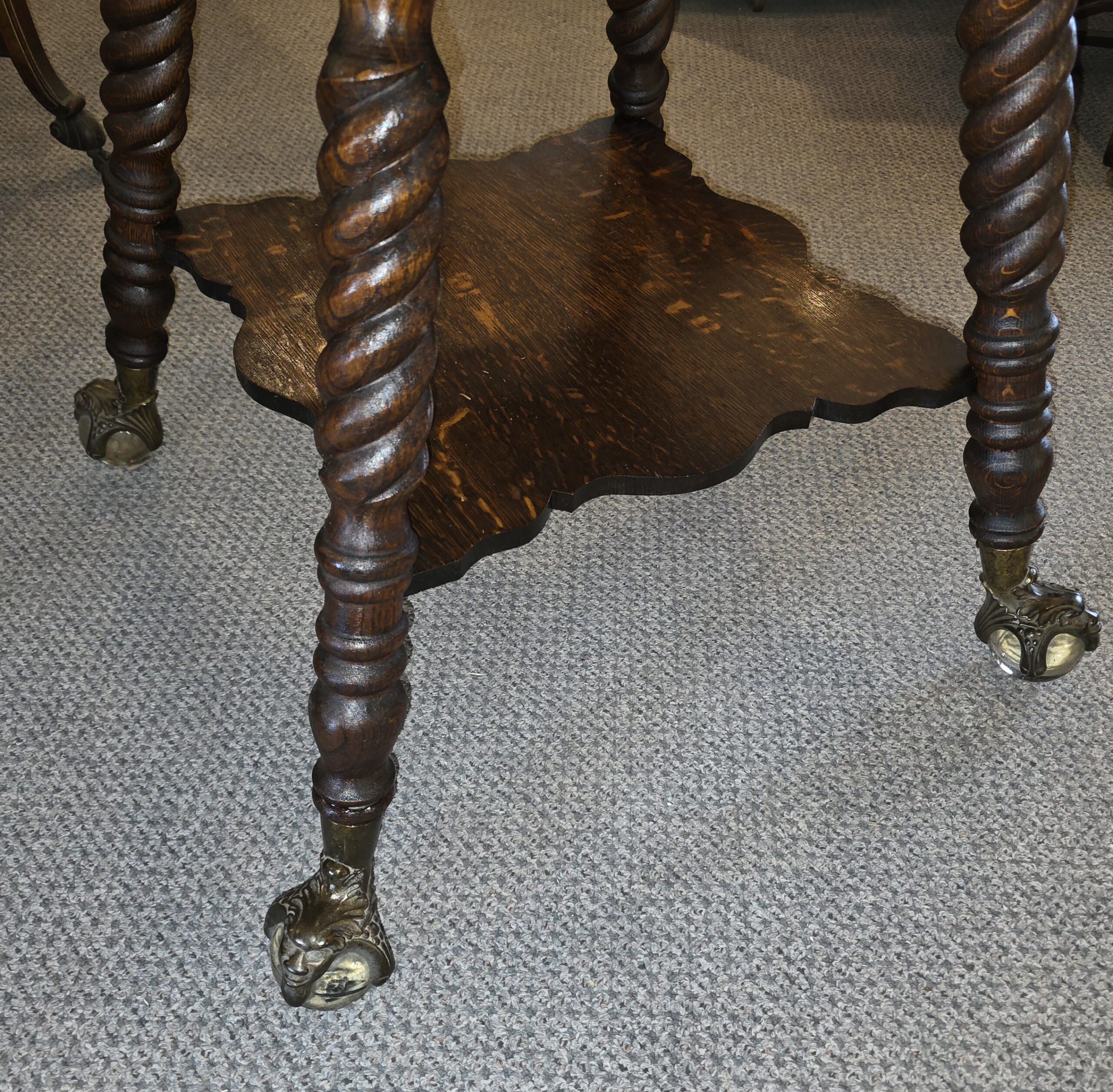 Bargain John's Antiques | Antique Oak Parlor Table with Large Glass ...