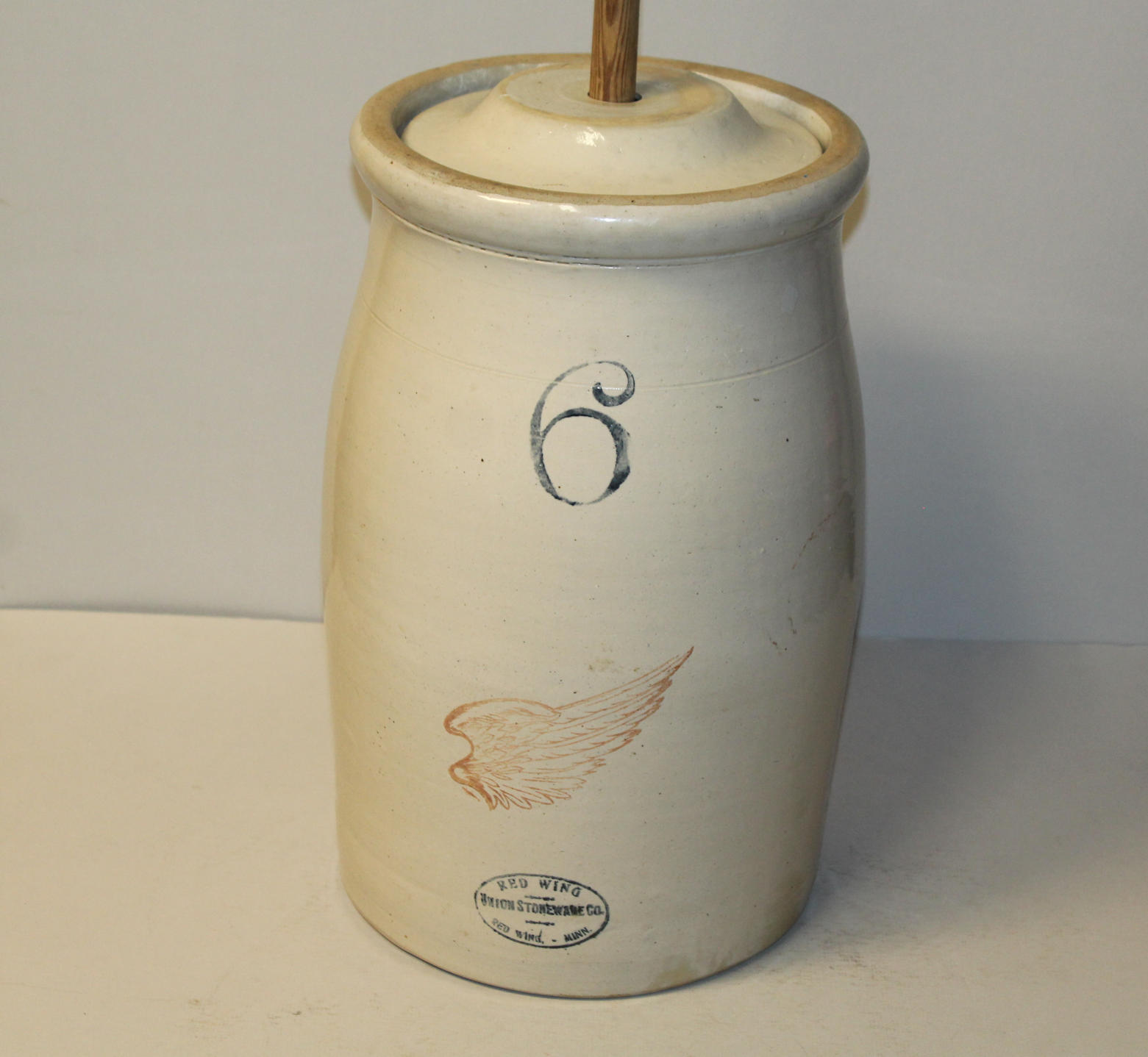 Bargain John's Antiques | Antique Red Wing Stoneware 6 Gallon Butter ...