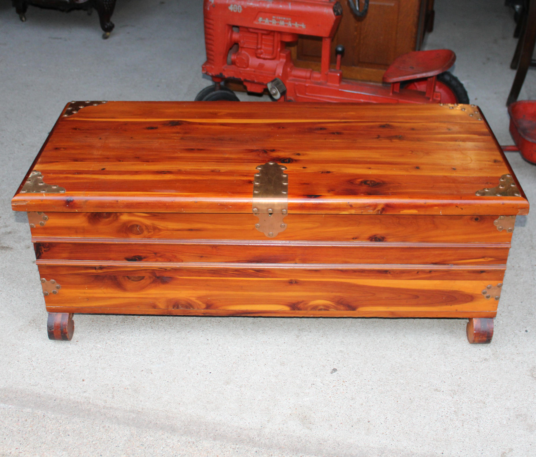 Bargain John's Antiques | Antique Cedar Chest - Copper Metal Bands ...