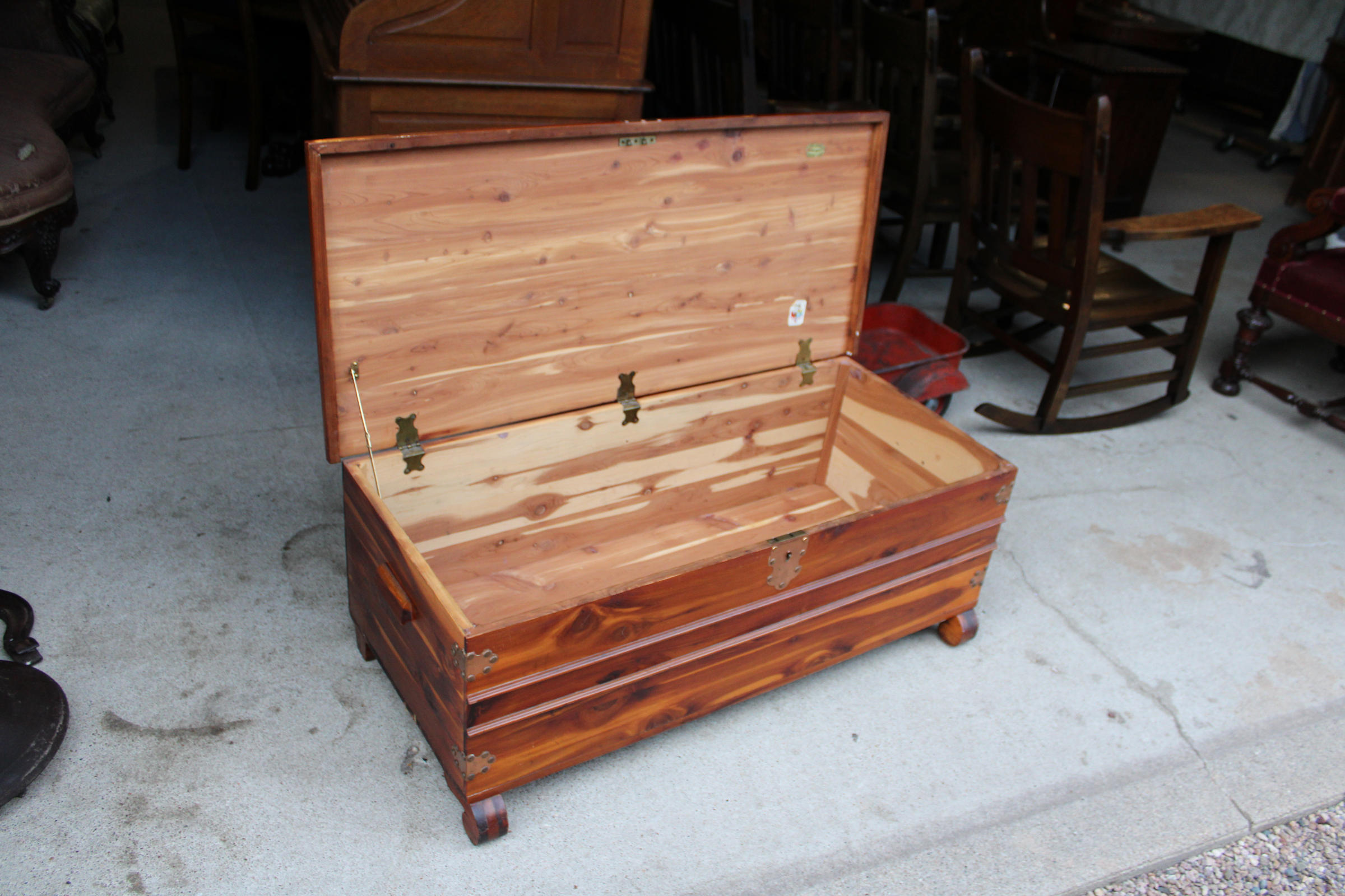 Bargain John's Antiques | Antique Cedar Chest - Copper Metal Bands ...