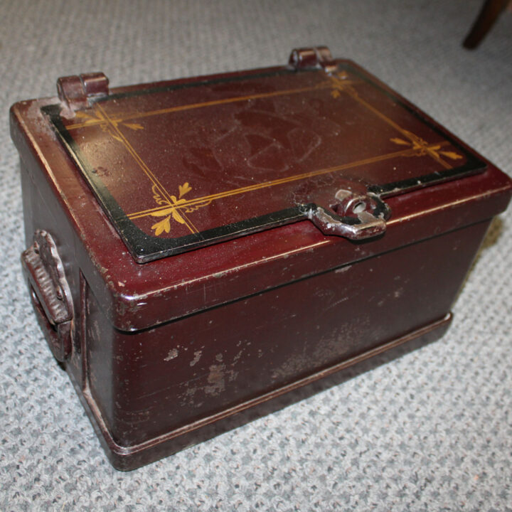 Bargain John's Antiques | Antique Iron Strong Box with Decorative Cast ...