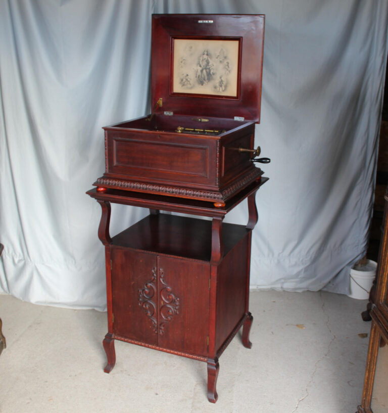 Bargain John's Antiques | Antique Mahogany Regina Music Box and Storage ...