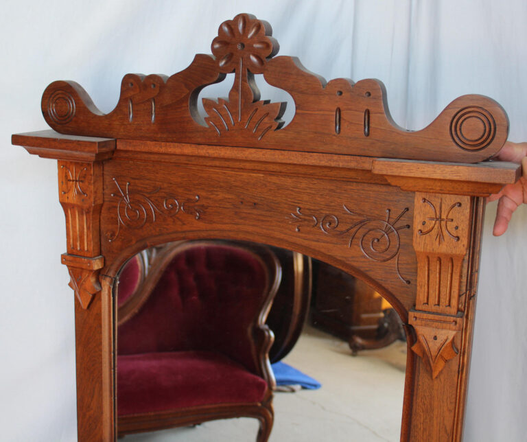 Bargain John's Antiques | Antique Walnut Wall Mount Hall Mirror with ...