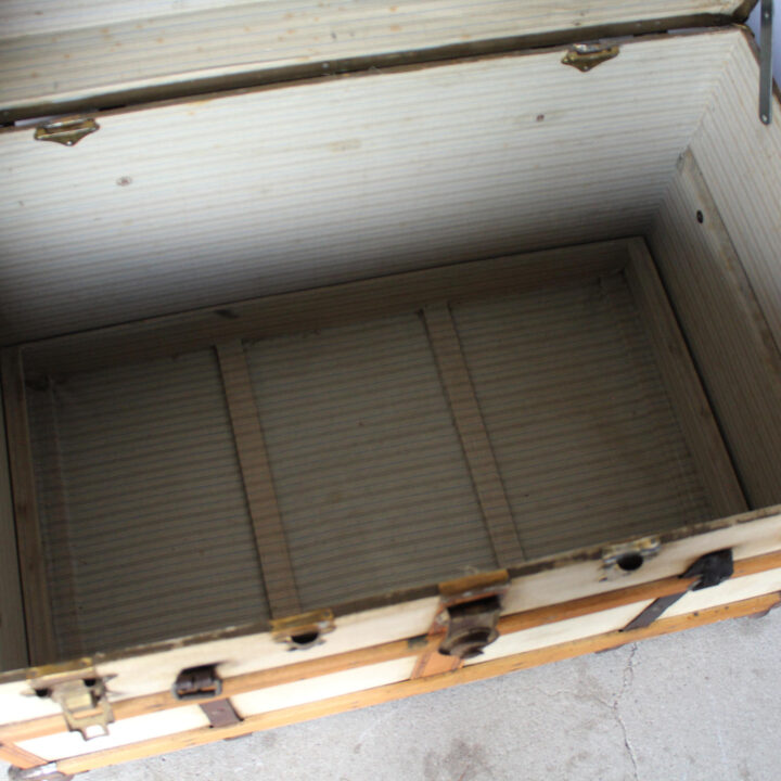 Bargain John's Antiques | Antique Trunk - Canvas, Wood and Leather ...