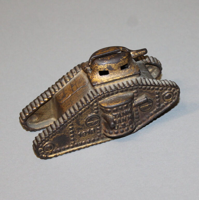 Bargain John's Antiques | Antique Cast Iron Tank Bank - 1918 - Bargain ...