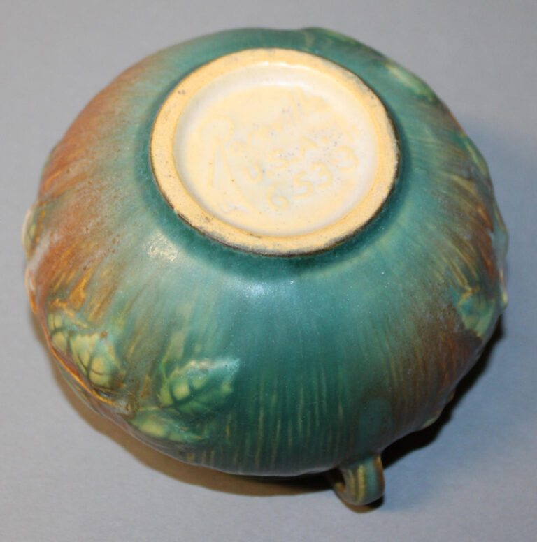 Bargain John's Antiques | Antique Roseville Pottery Bowl - Green ...