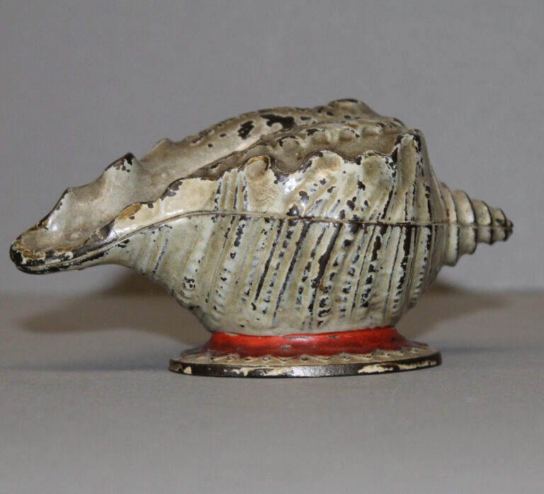 Bargain John's Antiques | Antique Cast Iron “Shell Out” Seashell Coin ...